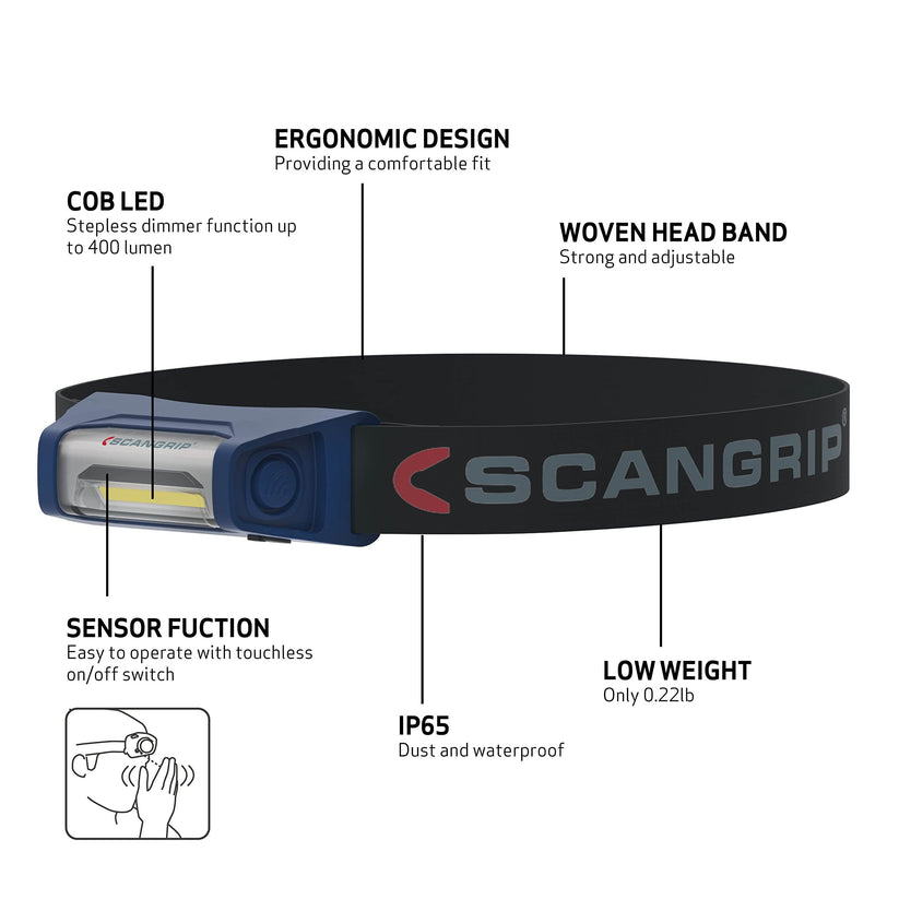 Scangrip I-View, Rechargeable COB LED headlamp, Panoramic Beam, Touchl – Zentra, LLC
