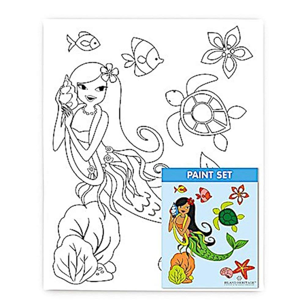 Hawaiian Childrens Canvas & Paint Set Island Hula Mermaids – Zentra, LLC