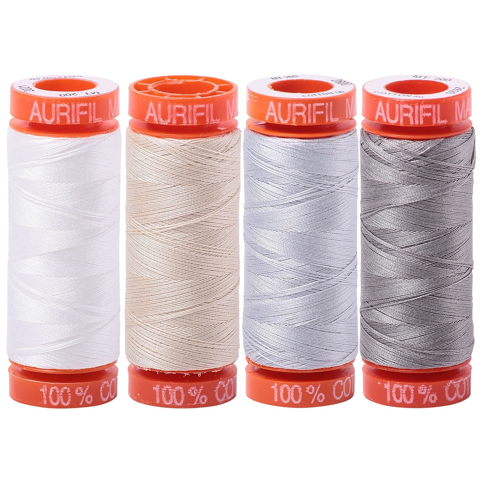 Aurifil (4) 220 YD Spools 50 wt Quilter's Choice Set of Essential Piec ...