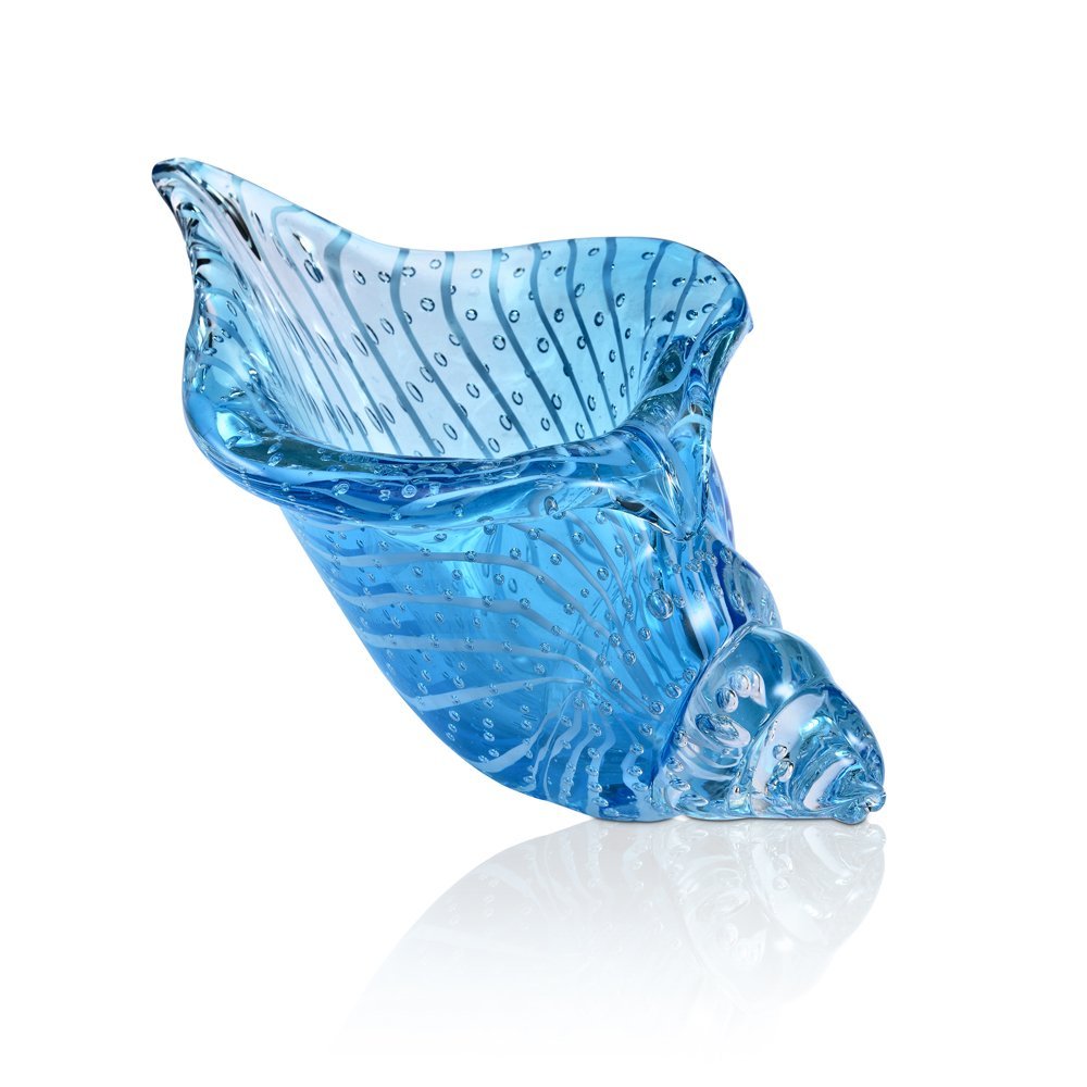 SPI Home Striped Colored Conch Shell 8 x 12 Art Glass Table Top Figuri ...