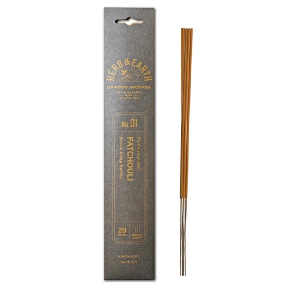 HERB & Earth H&E Bamboo Incense - Patchouli- 20 Sticks by Nippon KODO ...