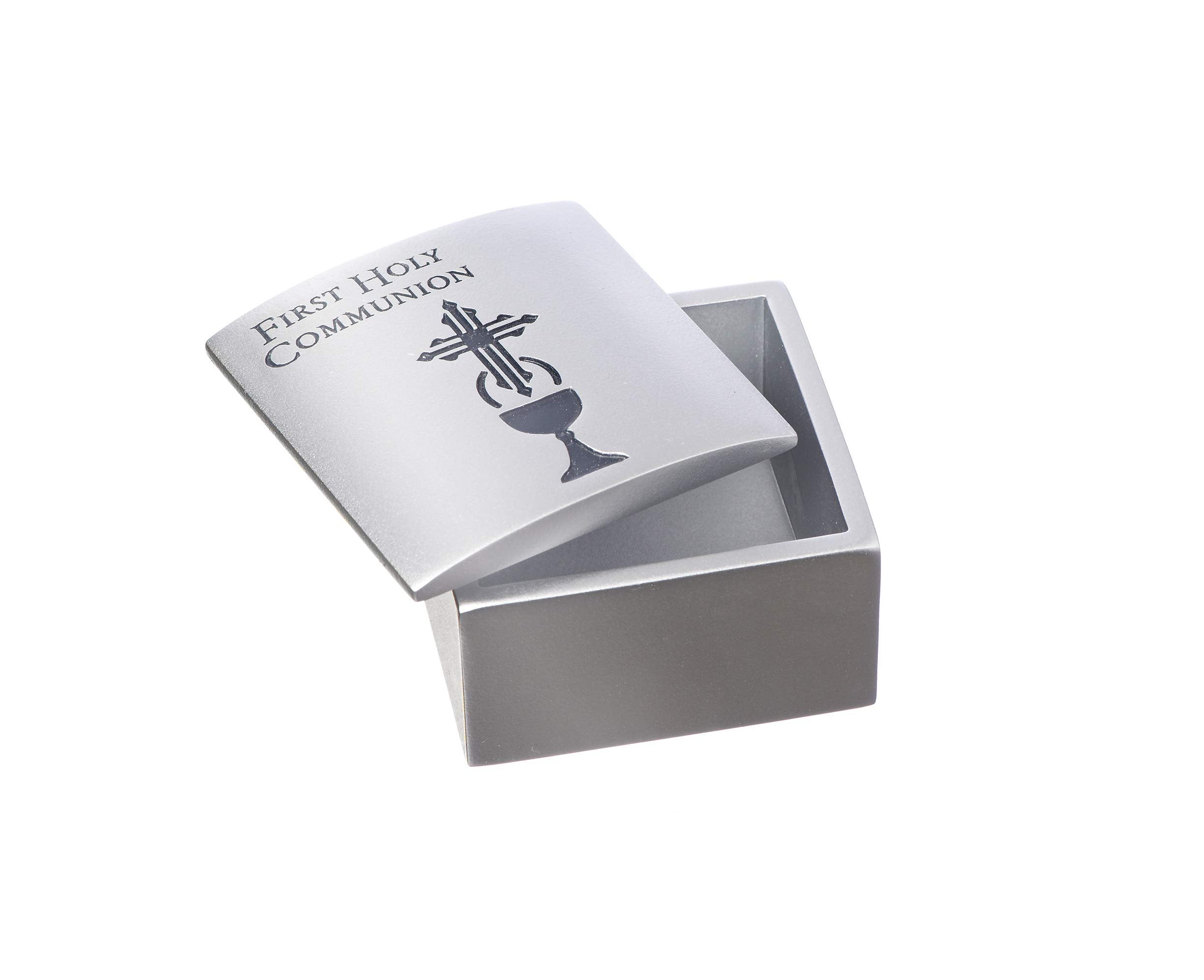 Roman First Holy Communion Brushed Silver Tone 2 Inch Resin Stone Keep ...