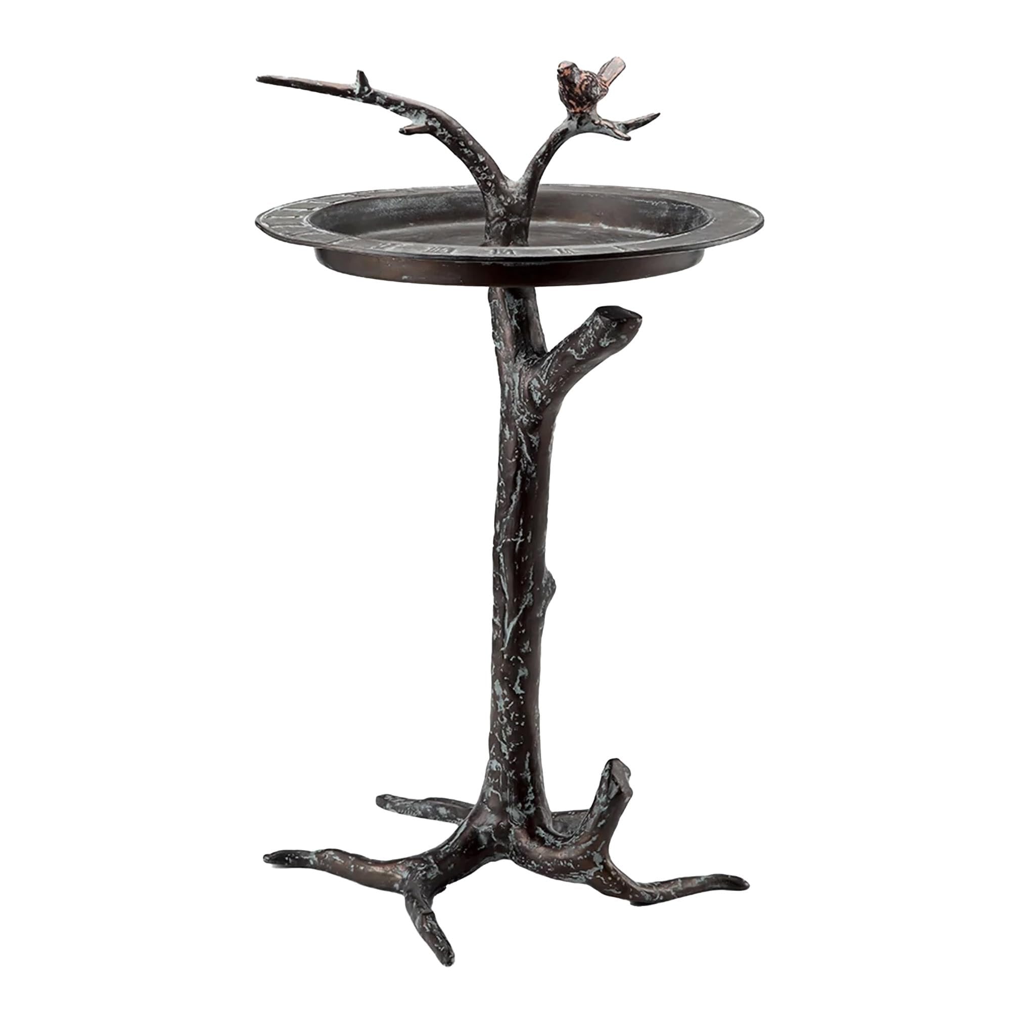SPI Home Cast Aluminum Bird & Twig Sundial Birdbath 26.5 In High, bron ...