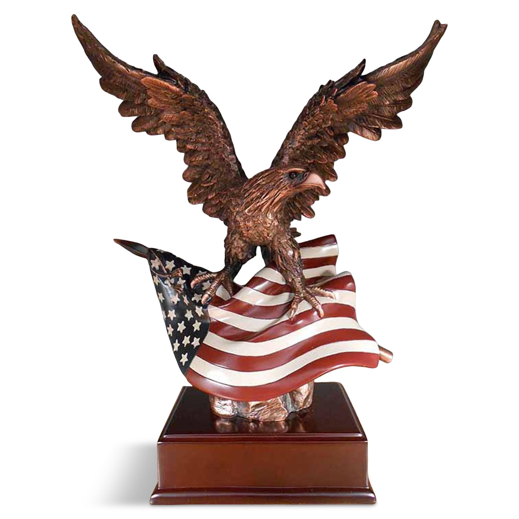 Large Eagle with American Flag Resin Sculpture - 14.5" Tall – Zentra, LLC